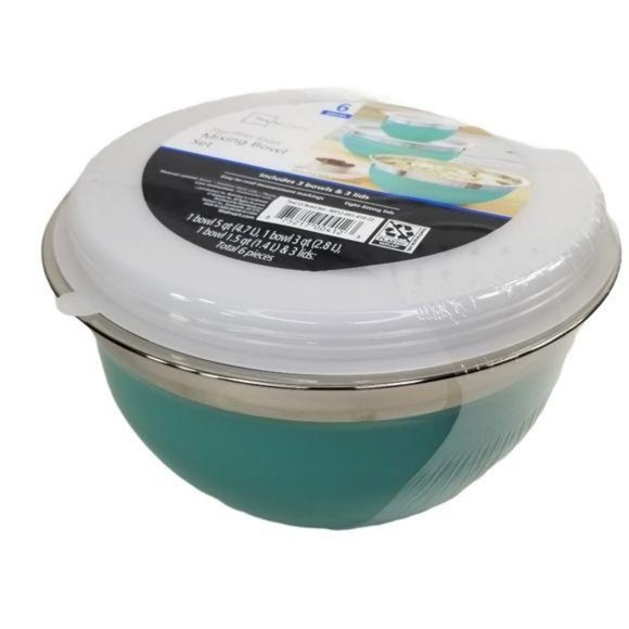 Mainstays | Kitchen | Mainstays Teal Stainless Steel Mixing Bowls Set ...